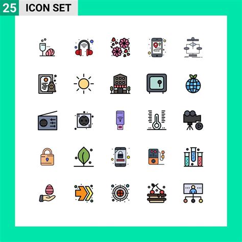 Filled Line Flat Color Pack Of 25 Universal Symbols Of Flow Data T Chart Mobile Editable