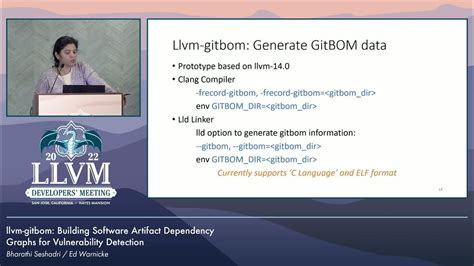 2022 Llvm Dev Mtg Llvm Gitbom Building Software Artifact Dependency Graphs For Vulnerability