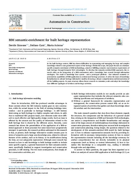 Pdf Bim Semantic Enrichment For Built Heritage Representation