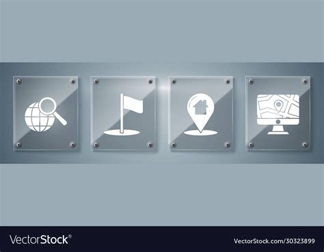 Set Monitor And Folded Map With Location Map Vector Image