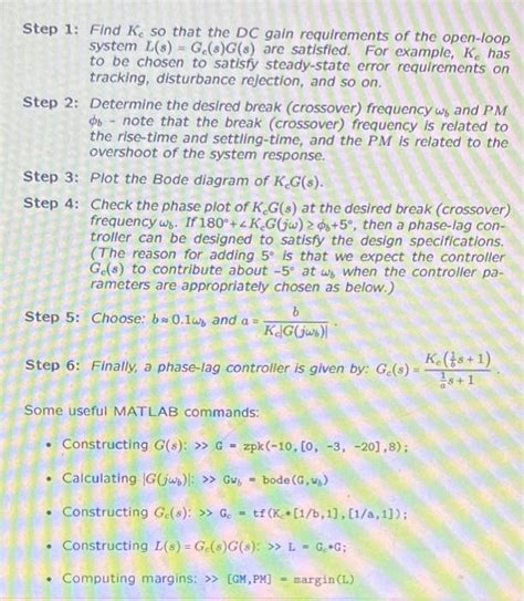 Solved Phase Lag Controller Design Consider The Unity Chegg