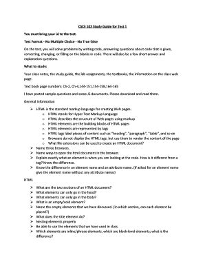 Fillable Online Cse Sc CSCE 102 Study Guide For Test 1 Fax Email Print PdfFiller