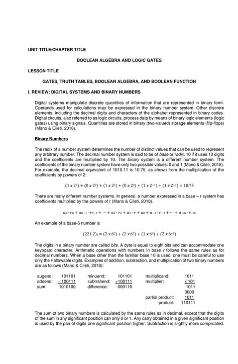 boolean algebra and logic gates unit title chapter title boolean