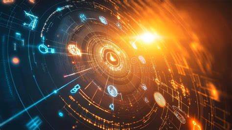 Futuristic Interface Design Glowing Circle And Abstract Symbols For Technology Innovation Stock