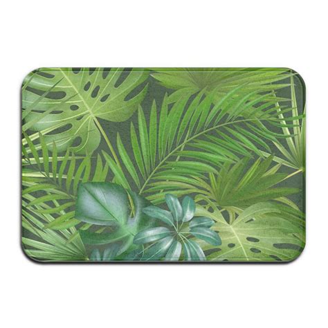 Badu Bg Тропически растения Зелени листа Подложки за баня Неплъзгаща се подложка Кухня