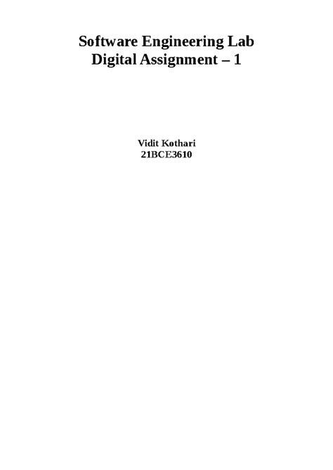 Software Lab Da Lab Da Software Engineering Lab Digital Assignment 1 Vidit Kothari 21bce