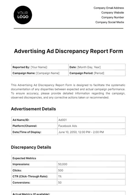 Discrepancy Report Template
