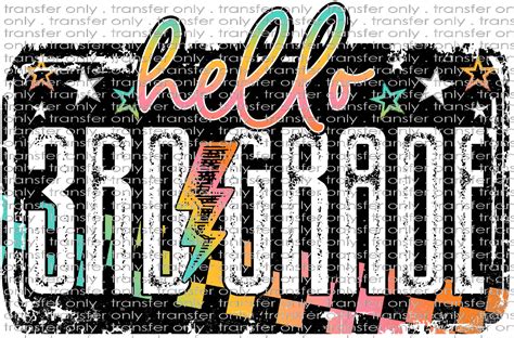 Sch 763 Hello 3rd Grade Grunge Colorful Taylored Vinyl
