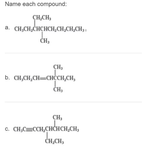Solved Name each compound снаси CH CH b CH CH CH Chegg com