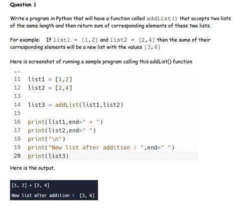 Solved Question Write A Program In Python That Will Have A Chegg Com