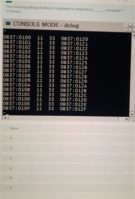 solved the following debug windows is displayed in response