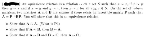 Solved An Equivalence Relation Is A Relation On A Set S Chegg Com