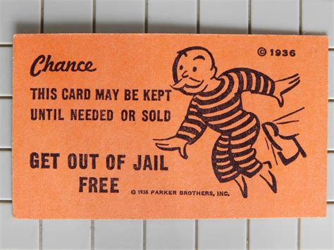 Monopoly Get Out Of Jail Free Card 20 Monopoly Pieces And Get Out Of