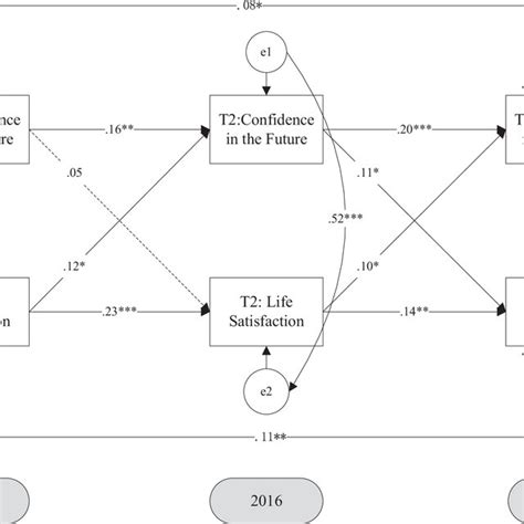 Bivariate Cross Lagged Panel Model 2014 2016 2018 Of Confidence In Download Scientific