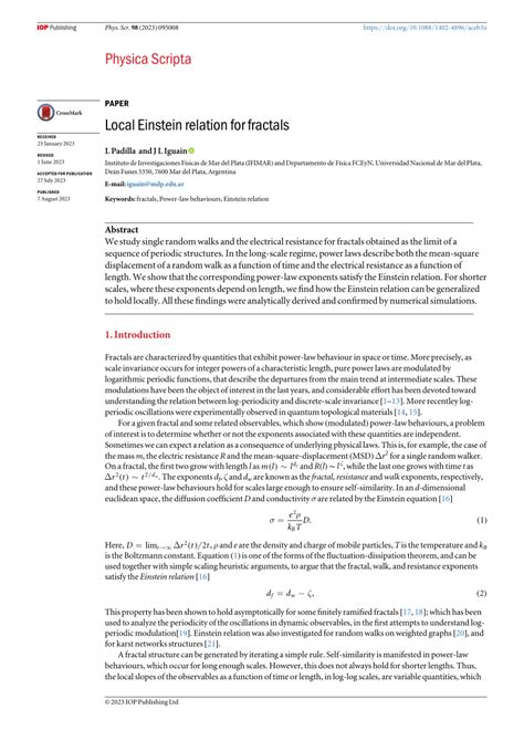 Local Einstein Relation For Fractals Request Pdf