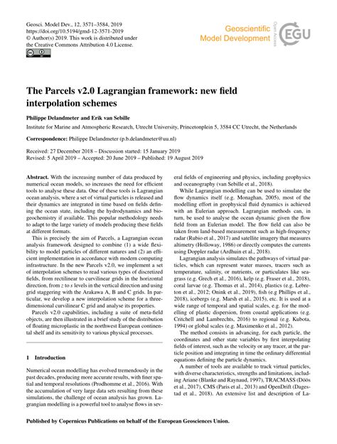 pdf the parcels v2 0 lagrangian framework new field interpolation