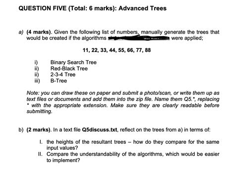 Solved QUESTION FIVE Total 6 Marks Advanced Trees A 4 Chegg Com