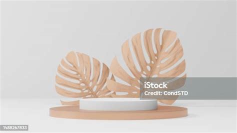 최소한의 흰색 및 금색 받침대 또는 연단 모형 디스플레이 제품 진열장 및 프레젠테이션을 위한 빈 플랫폼 깨끗한 무대 3d 렌더링 0명에 대한 스톡 사진 및 기타 이미지