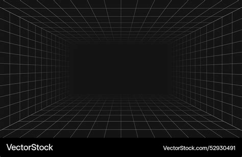 Abstract Wireframe Grid Line Room Perspective Vector Image