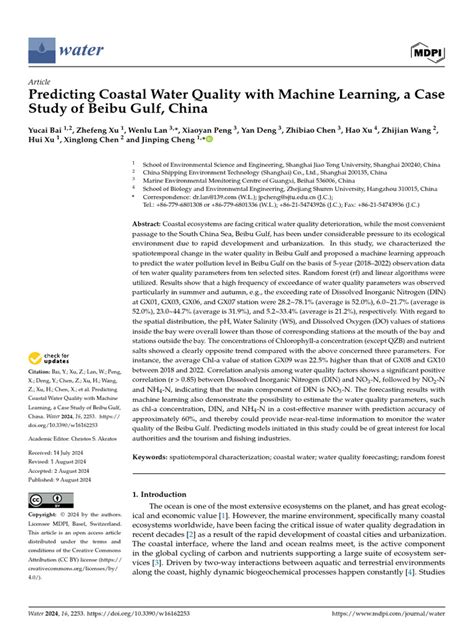 Predicting Coastal Water Quality With Machine Lear Pdf
