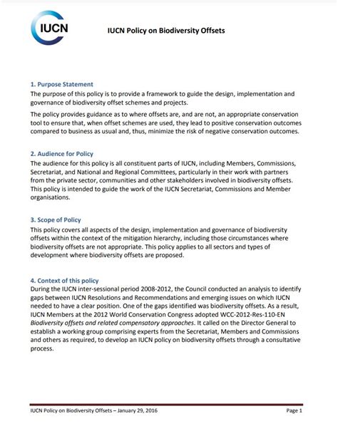 IUCN Policy On Biodiversity Offsets Resource IUCN