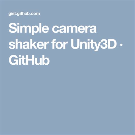 simple camera shaker for unity3d