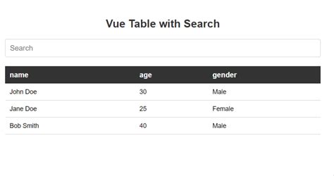 Vue Table With Search Table Vue Js Example