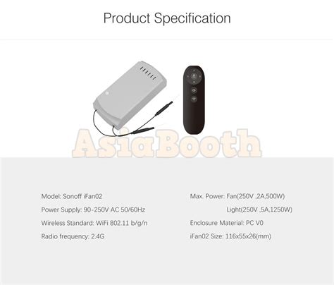 Sonoff IFan02 Wireless RF Ceiling Fan Smart Home System Asia Booth