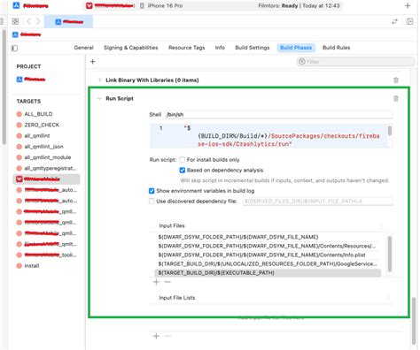 Proper Postbuild Script In Xcode For Firebase Crashlytics Code