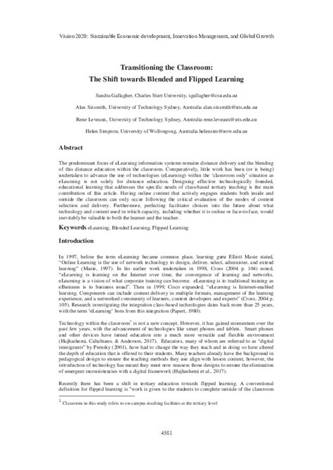 Pdf Transitioning The Classroom The Shift Towards Blended And Flipped Learning