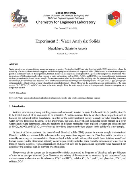 Exp 5 Water Analysis Warning Tt Undefined Function 32 Mapua
