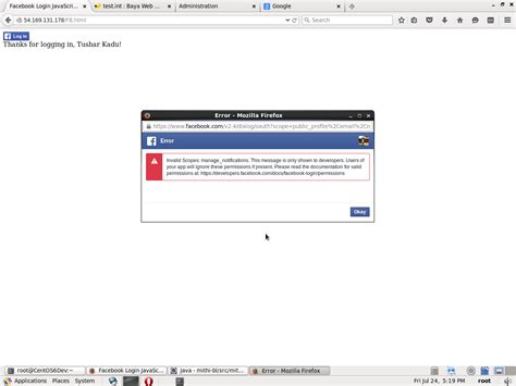 Invalid Scope Managenotifications Error While Getting Facebook