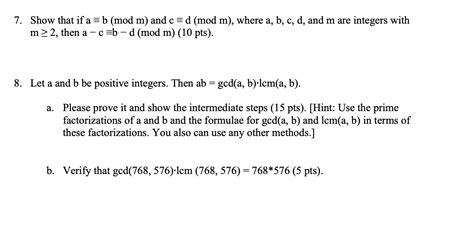 solved 7 show that if a b mod m and c d mod m where