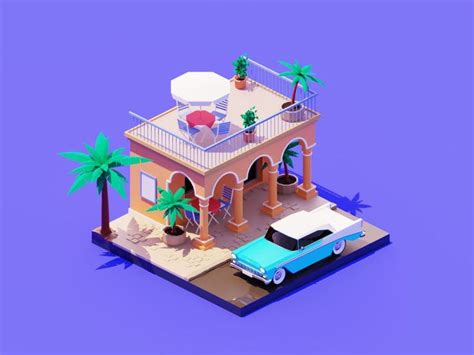 Polygon Runway Behind The Scenes Cuban Street Illustration Isometric Isometric
