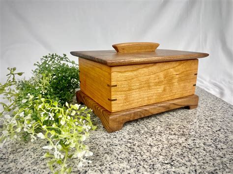 Handmade Walnut And Cherry Jewelry Box Secret Compartment And Removable