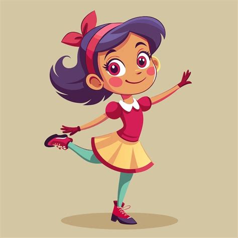 Cute Girl Doing Tap Dancing Cartoon Vector Clipart Premium Ai Generated Vector
