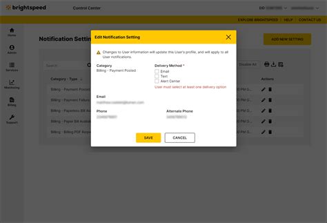 Editing A Notification Setting Brightspeed