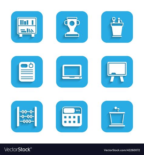 Set Laptop Calculator Stage Stand Chalkboard Vector Image