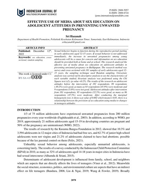 Pdf Effective Use Of Media About Sex Education On Adolescent