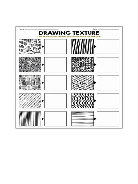 Texture Drawing Worksheet Art Lesson How To Draw Different Textures