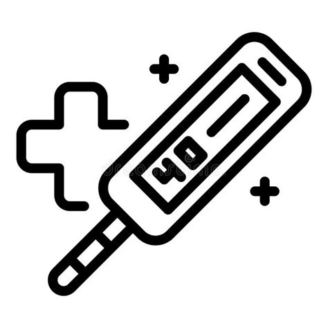 Digital Thermometer Icon Outline Vector Infrared Temperature Stock