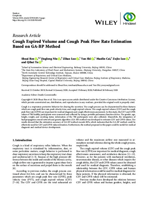 Pdf Estimating Cough Volume And Peak Flow Using Ga Bp Method