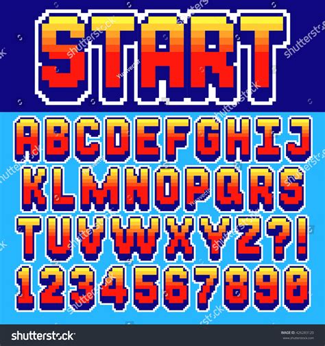 Pixel Retro Font Video Computer Game Stock Vector Royalty Free