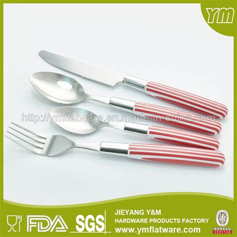 European Style Double Injection Reusable Plastic Handle Flatware Set Flatware And Reusable