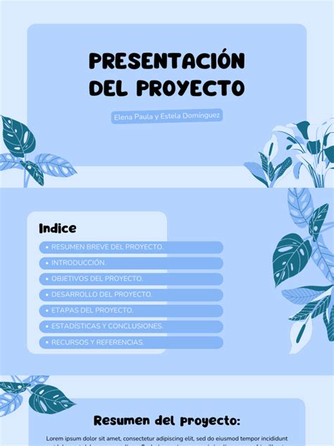 Presentación De Proyecto Simple Floral Celeste Pdf