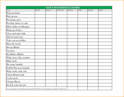 Best Printable Chore Chart Chore And Routines Printable