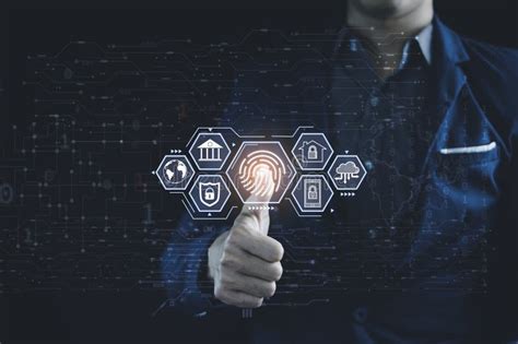 Businessmen Fingerprint Scanning Biometric Authentication For Security Of Future Technology