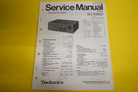 Technics SU X D Amplifier Service Manual