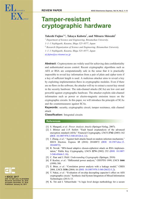 Pdf Tamper Resistant Cryptographic Hardware