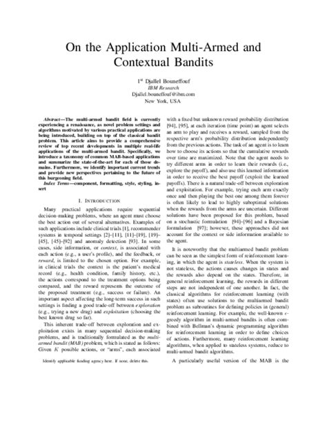 pdf on the application multi armed and contextual bandits